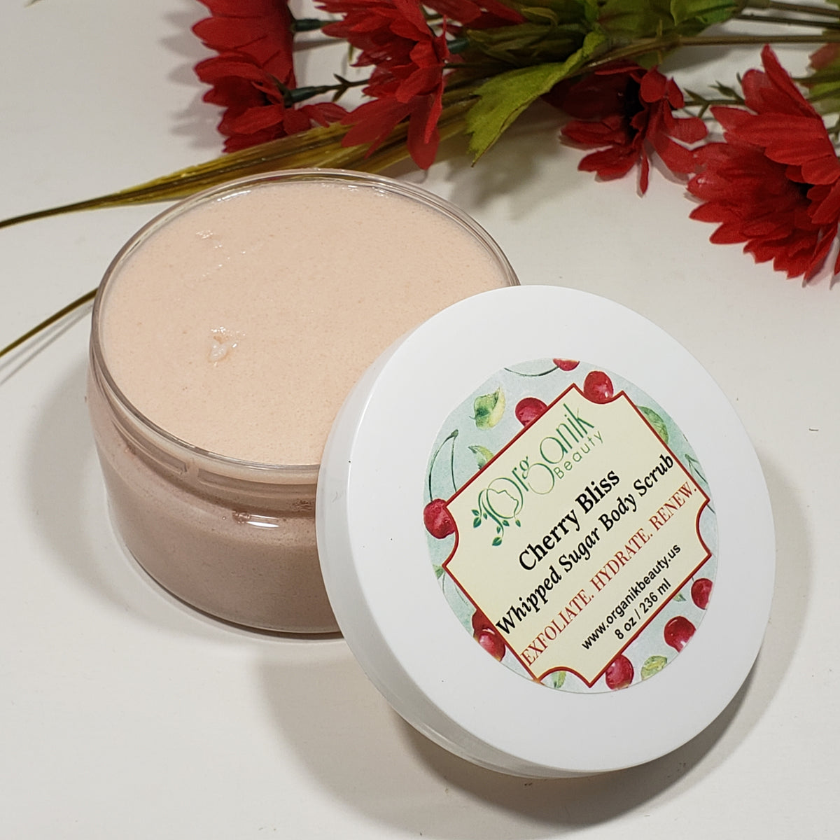 Cherry Bliss Whipped Sugar Body Scrub | Organik Beauty